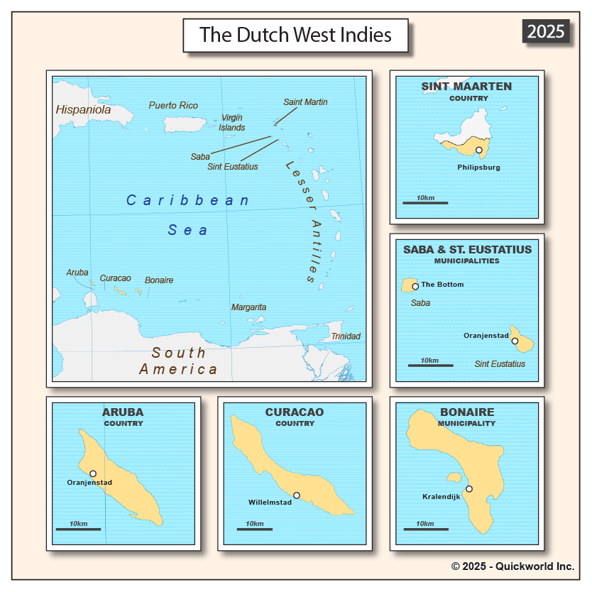 Dutch West Indies Islands Map Dutch Antilles Map Hi Res Stock