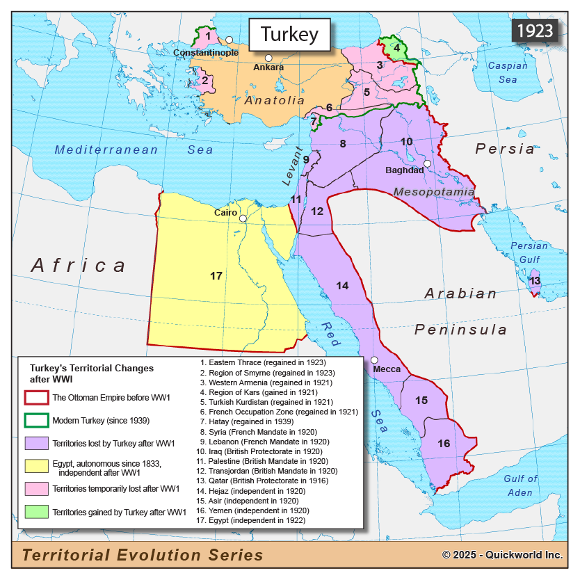 Turkey - Territorial Losses - 1923