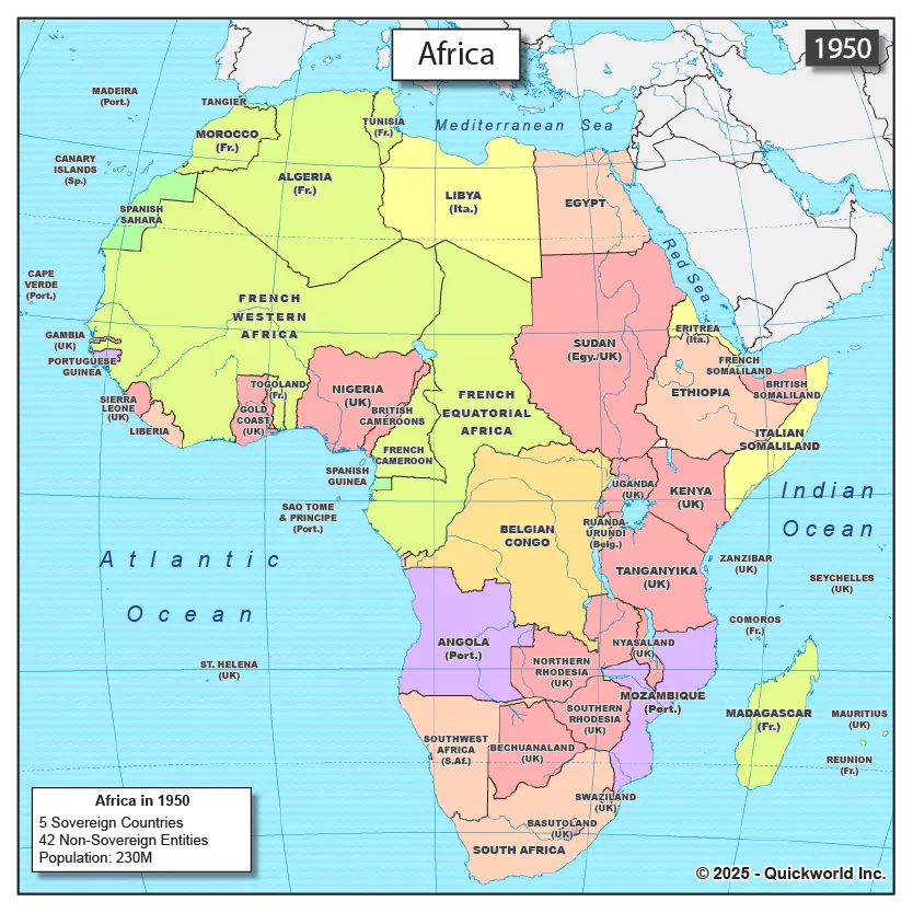 Map Of Africa 1950