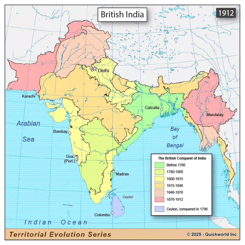 World Map British India